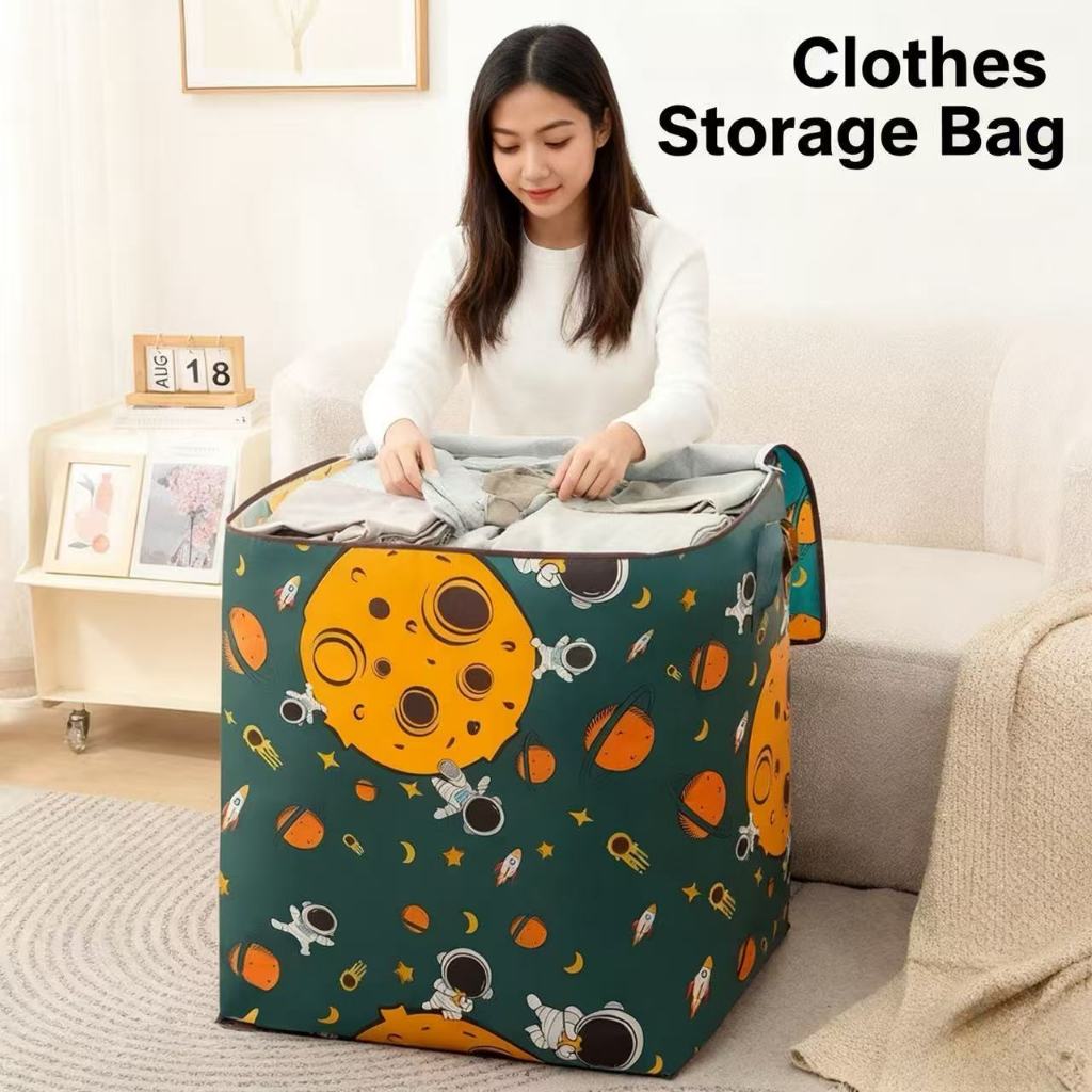 Storage bag box clothes quilt organizer large capacity foldable double ...