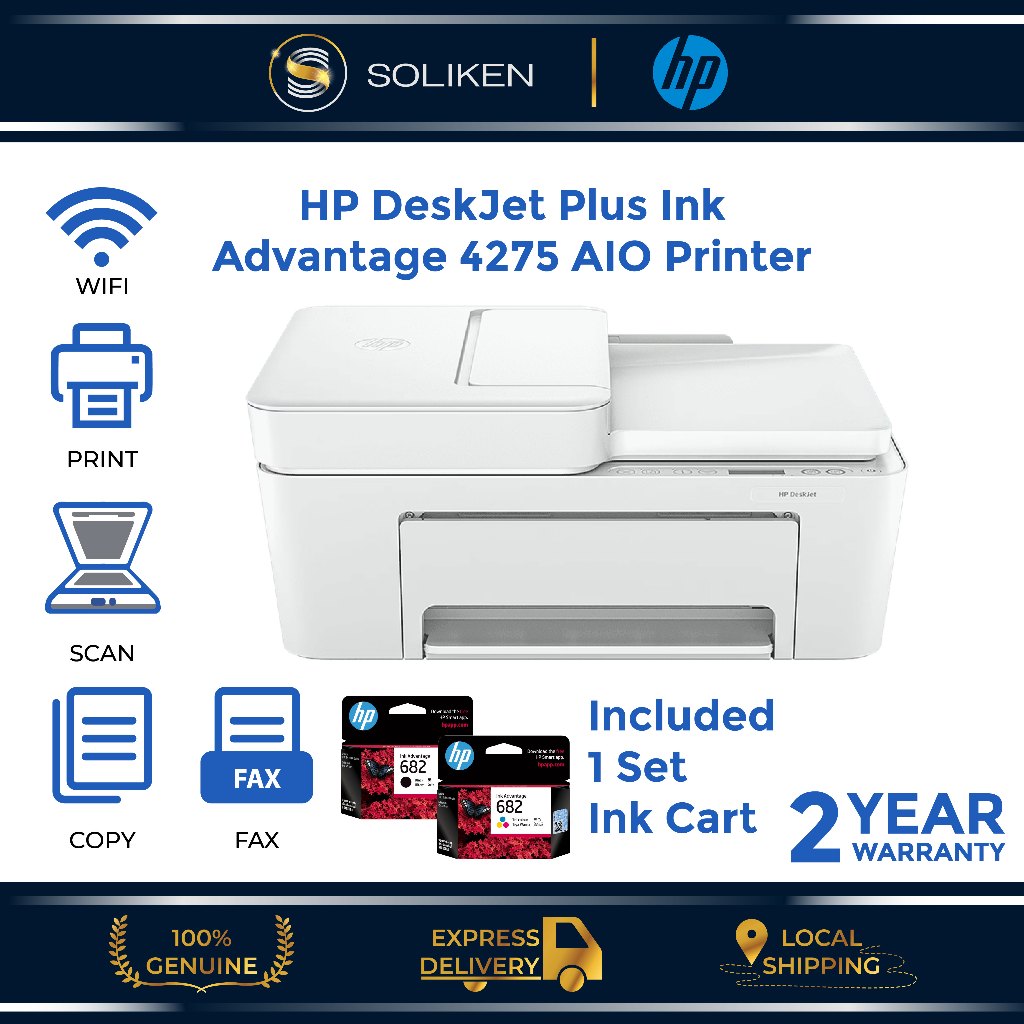 HP DeskJet Plus Ink Advantage 4275 All-in-One Printer | Print Scan Copy Wireless Photo Fax Wifi ...