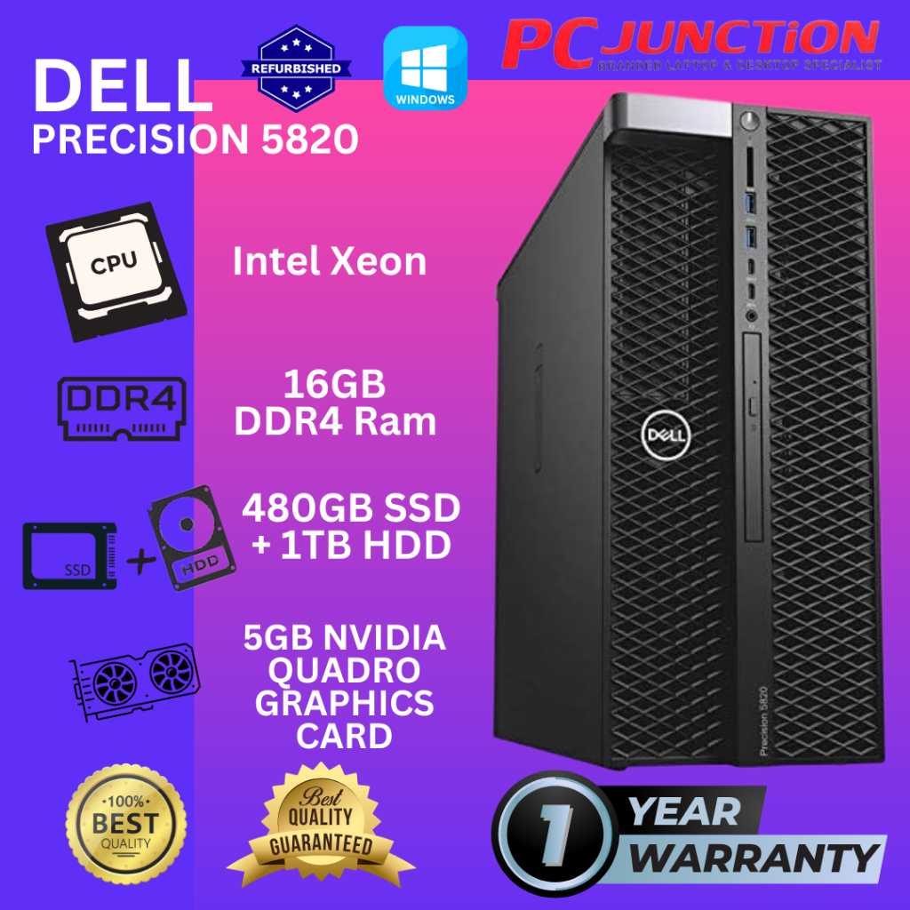 REFURBISHED DELL PRECISION 5820 (INTEL XEON/16GB DDR4/480GB SSD/1TB HDD ...