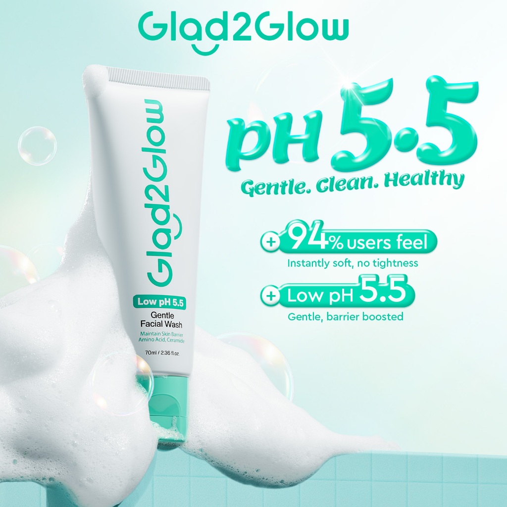 Glad2Glow Low PH5.5 Gel Cleanser Face Gental Facial wash ultra gentle ...