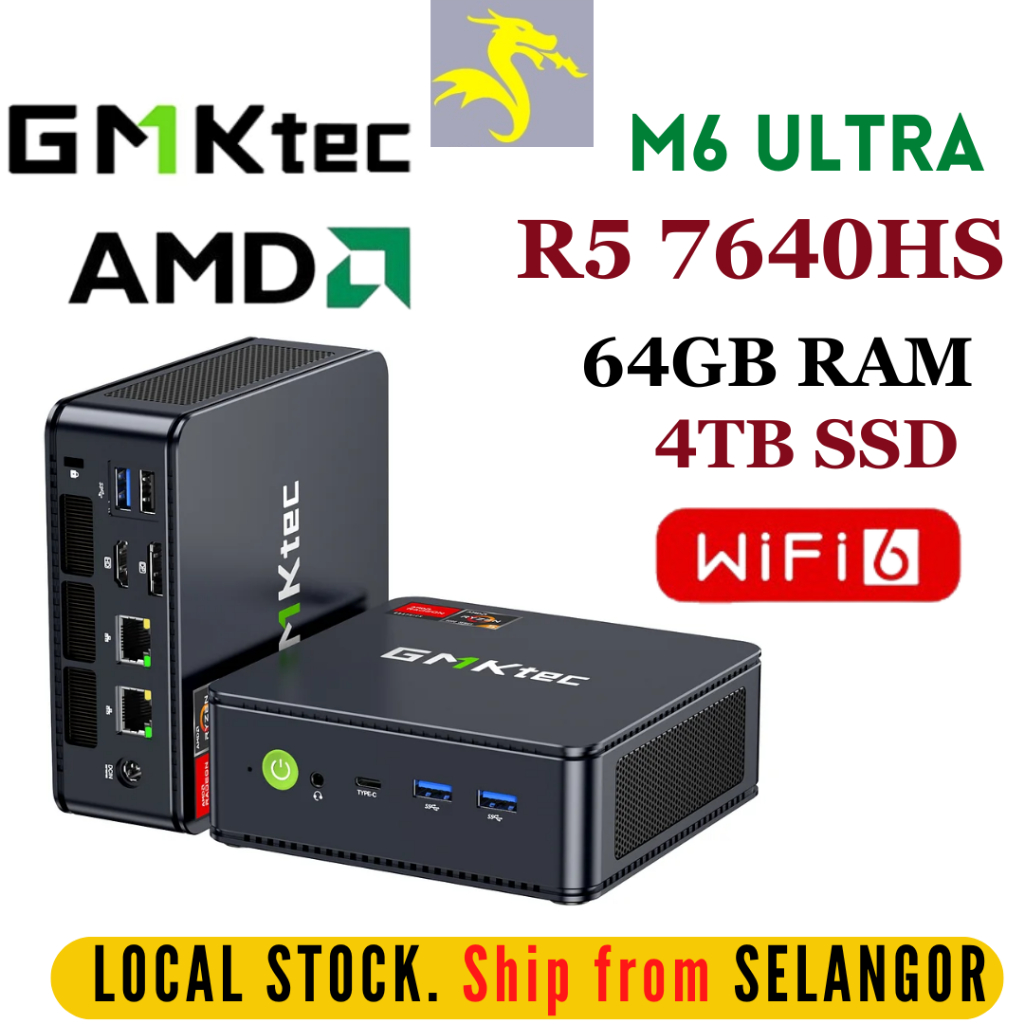 GMKtec M6 ULTRA AMD Ryzen 5 7640HS Windows Mini PC 64GB DDR5 RAM 4TB ...
