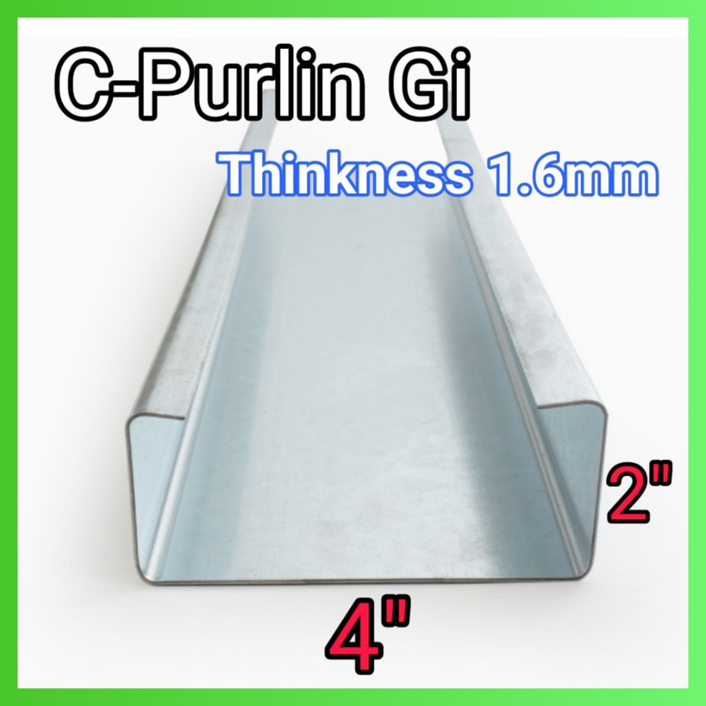 C- Purlin GI (4"x2") 1.6mm Tebal & Berat (1ft-7ft) | Shopee Malaysia