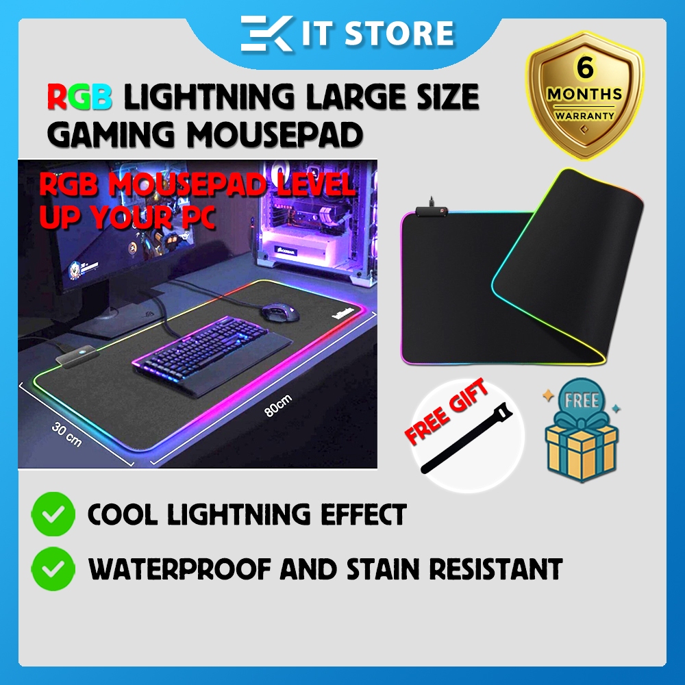 Mouse Pad RGB Gaming Mause Pad Colour LED Lighting 80 x 30CM Non-Slip ...