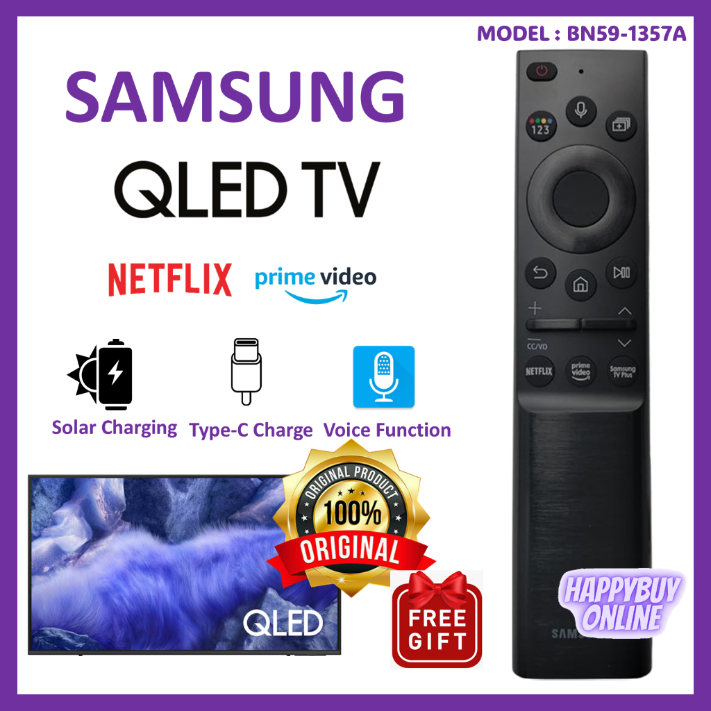 SAMSUNG QLED Original Type C Charge TV Remote Control BN59-01357A Solar ...