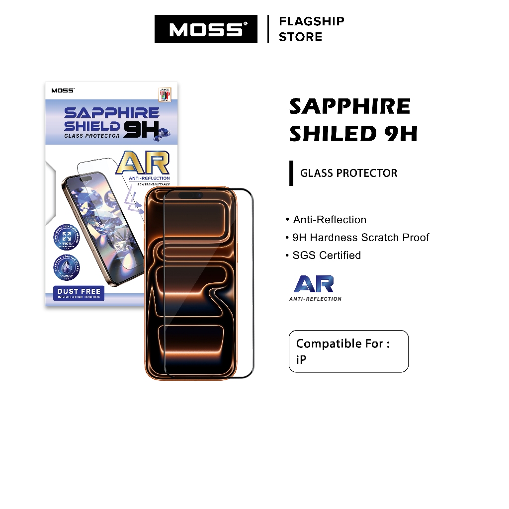 MOSS AR Sapphire Shield 9H Anti-Reflection Glass Screen Protector with ...