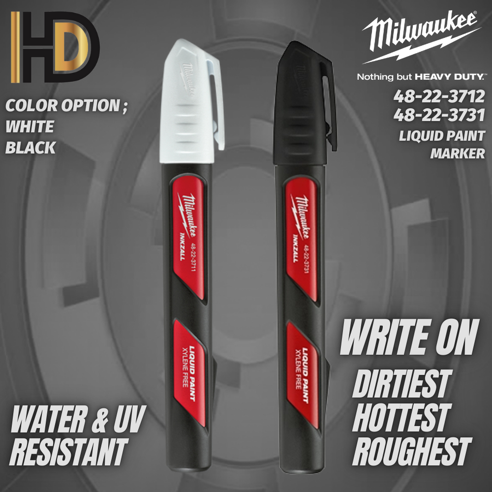 Milwaukee INKZALL Paint Marker / Black & White Paint Marker / Water ...