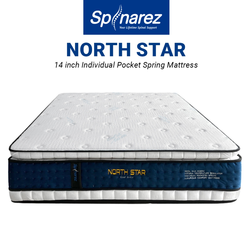 SpinaRez North Star Mattress 14 inch Individual Pocket Spring Mattress ...