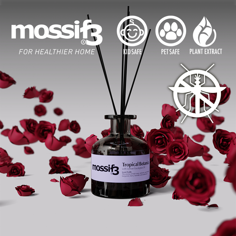 Mossif3 Reed Diffuser. 200ml. Aromatherapy with Mosquito Repellency ...