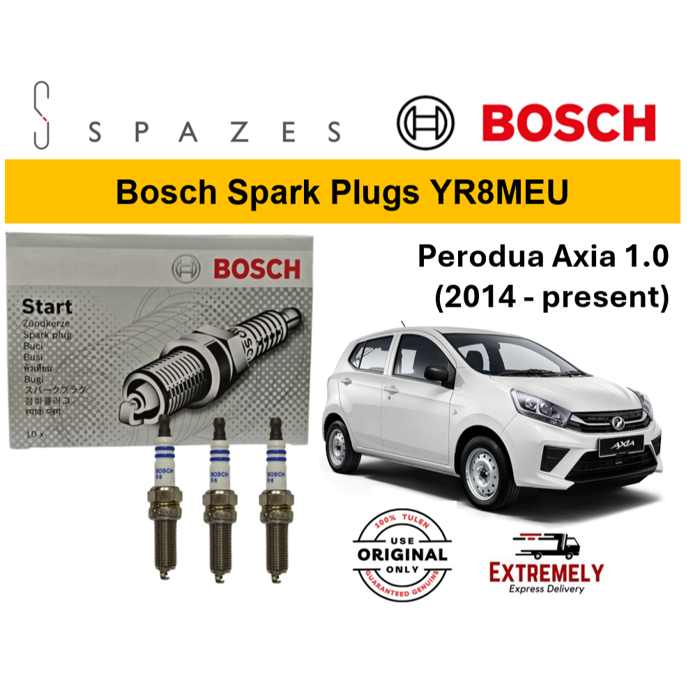 Bosch Perodua Axia 1.0 Spark Plug Axia YR8MEU (1 set = 3pcs) = NGK ...