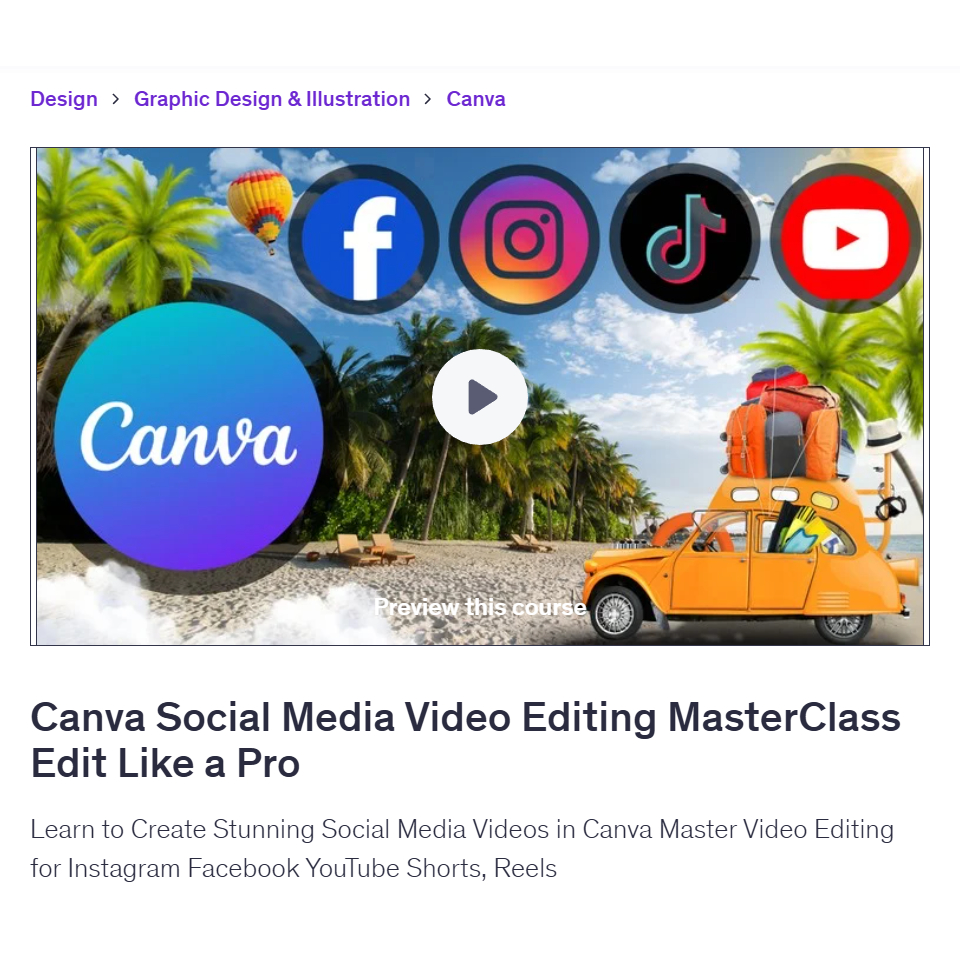 Canva Video Course-Canva Social Media Video Editing MasterClass Edit ...