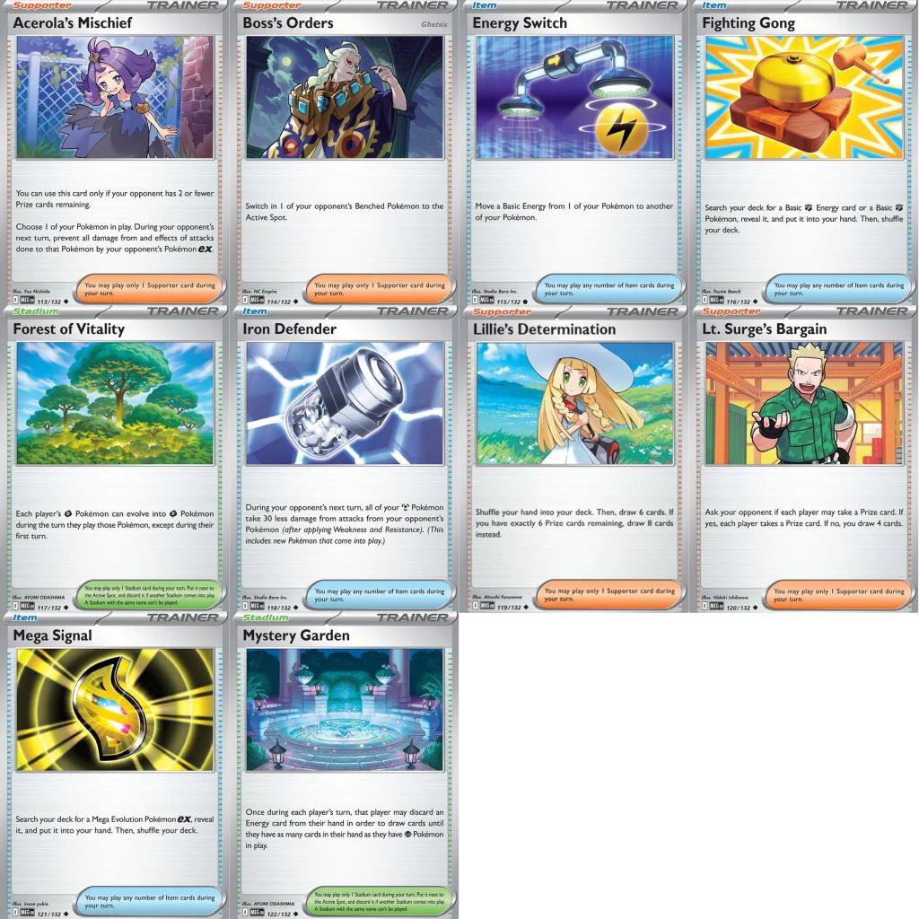 POKÉMON PTCG ME01 Mega Evolution Trainers C,UC 113 114 115 116 117 118 ...