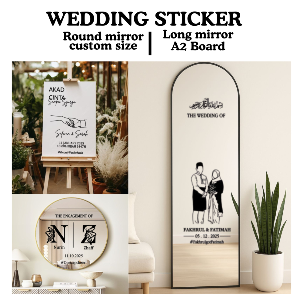 PAGE 2 Custom Wedding Sticker Vinyl Long Mirror Welcome Board Round ...