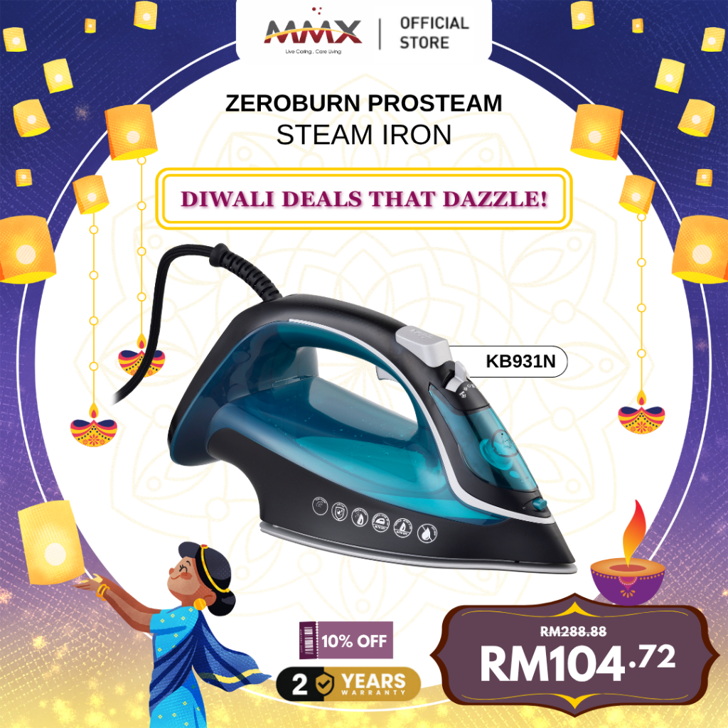 MMX ZeroBurn ProSteam (KB931N): Powerful Steam Iron with Auto Shut-Off ...
