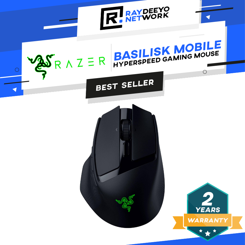 Razer Basilisk Mobile Wireless Gaming Mouse with HyperSpeed, Bluetooth, 16K DPI, USB-C, Tri-Mode ...