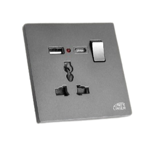 reTOUCH Ultra Slim Premium Grey Light Switch Socket - 13A SSO (USB+Type ...