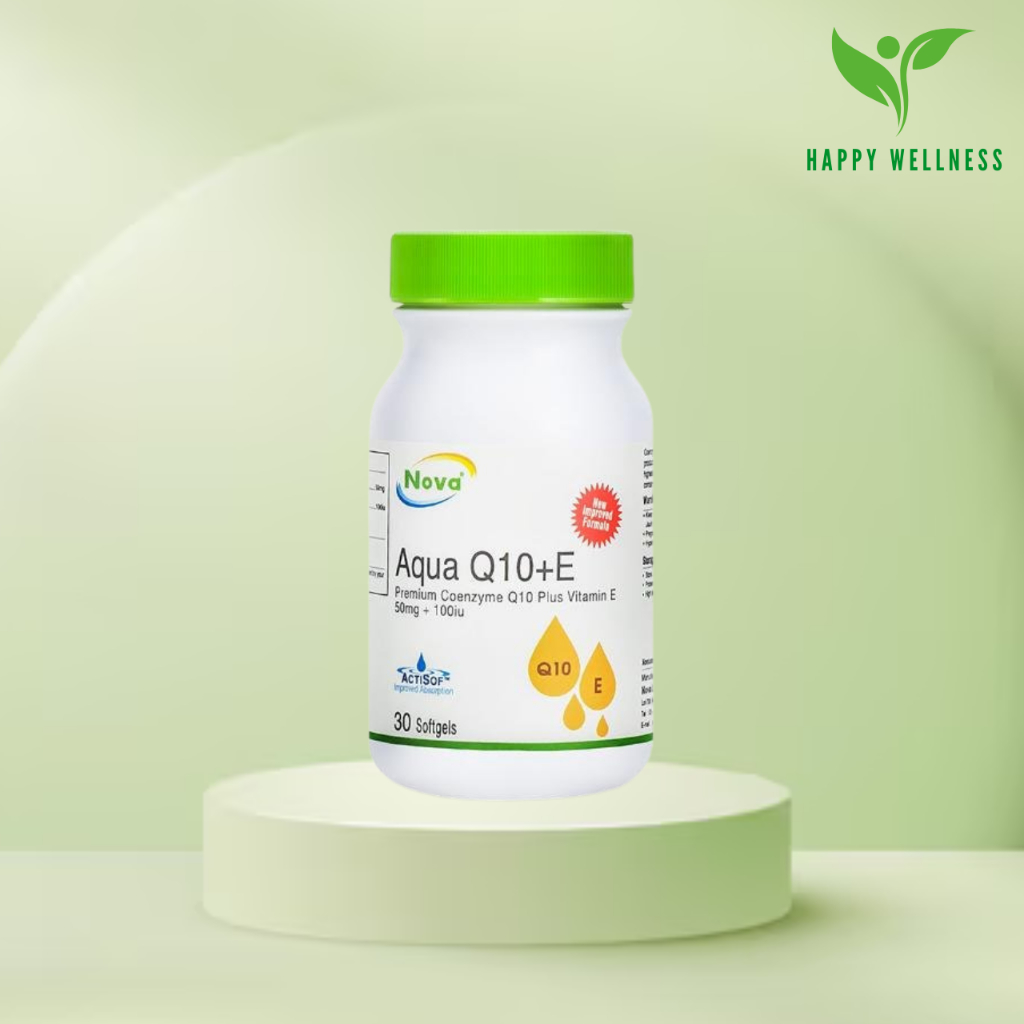 Nova Aqua Q10 50mg + E 100IU 30s – Coenzyme Q10 & Vitamin E Softgel for ...