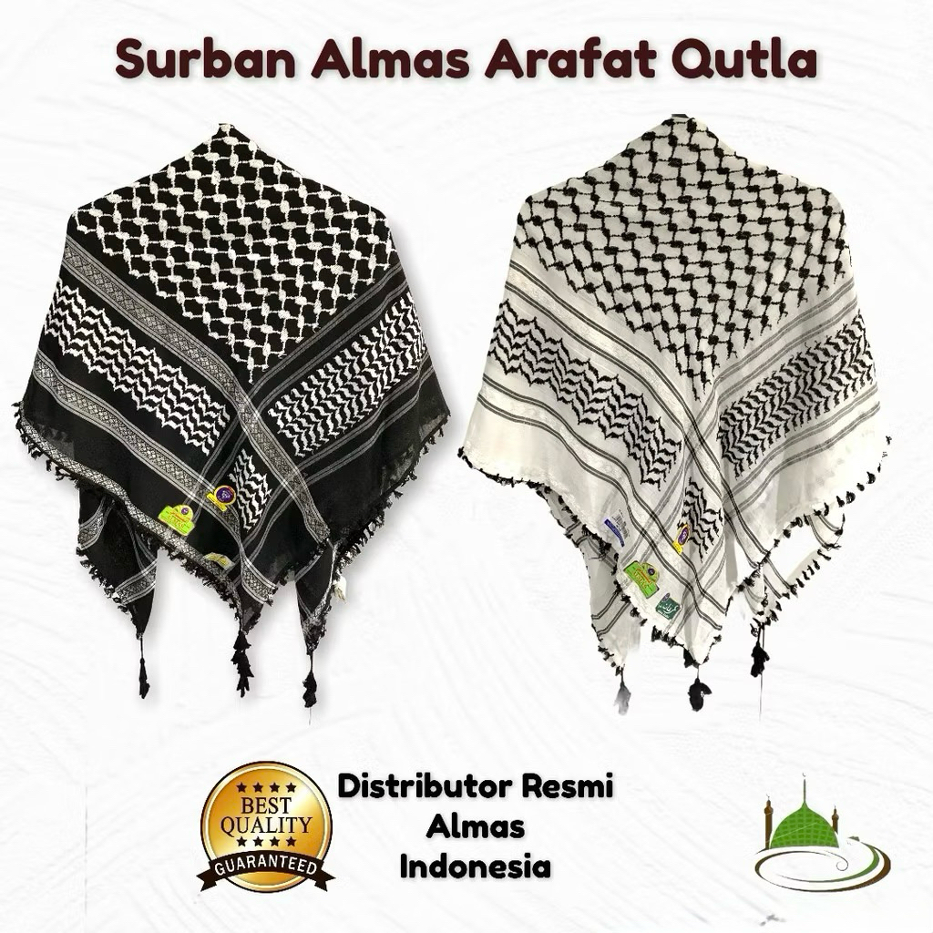 Palestinian Turban Keffiyeh Almas Arafat Qutla | Arafat's Turban Black ...
