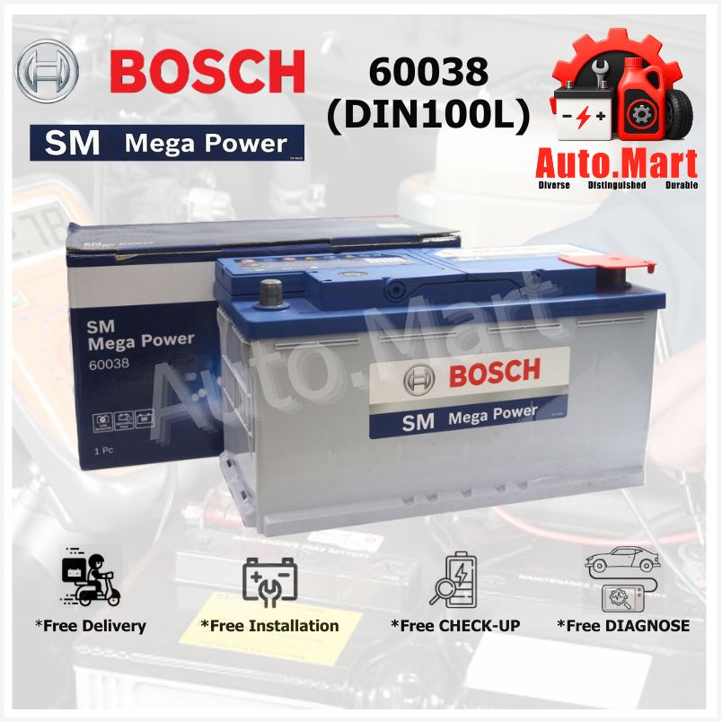Bateri Kereta / Car Battery - Bosch Mega Power - MF - 60038 - DIN100L ...