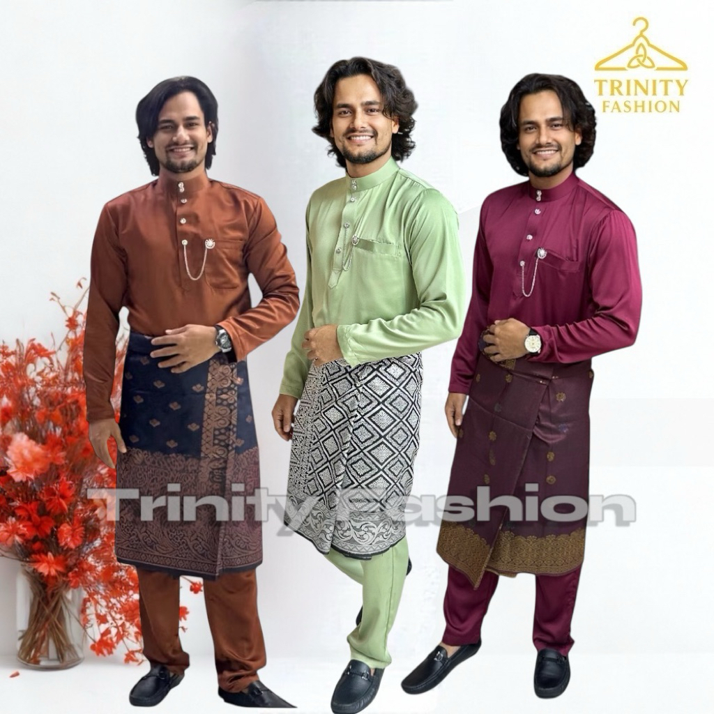 Baju Melayu Satin Slim Fit Tema Raya 2026 | XS–3XL Dewasa & 1Y–12Y ...