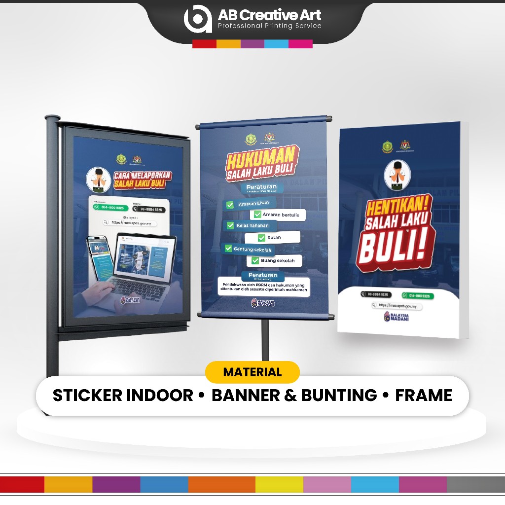 Bunting, Banner, Sticker | Anti-Buli Saiz 2x3 Kaki |Banner Kempen ...