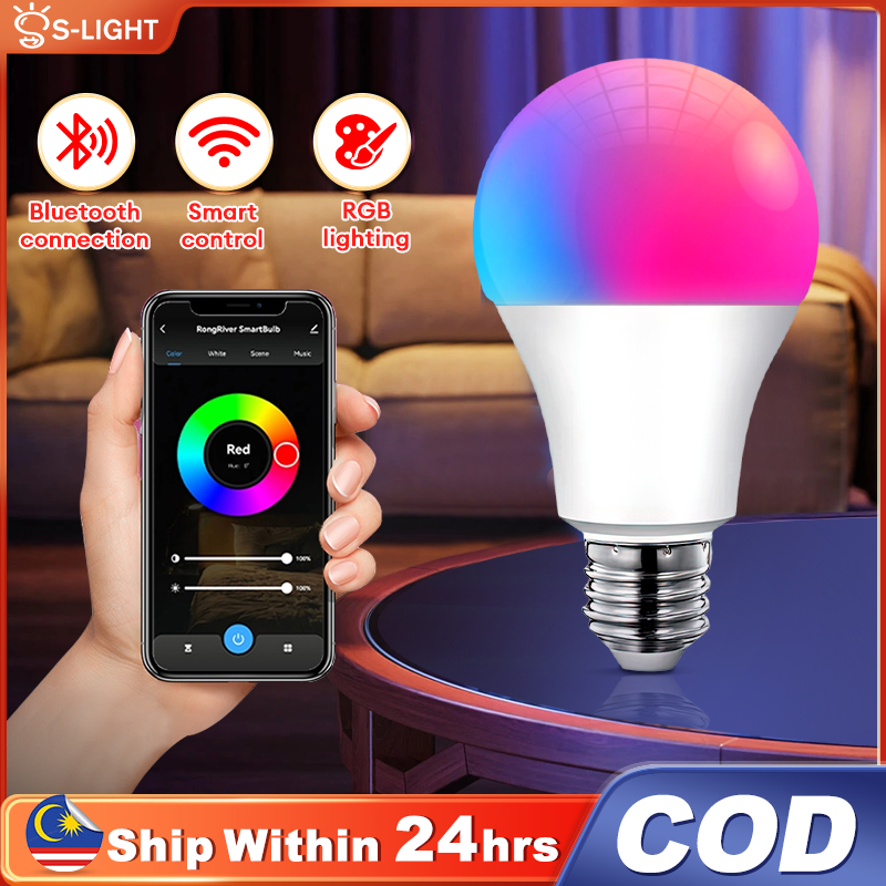 E27 RGB Led Light Bulb Bluetooth Smart Multicolour LED Bulb E27 APP ...