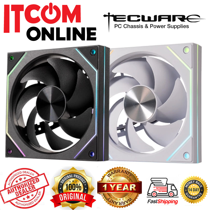 TECWARE GLOW PR12 PWM ARGB LITE & REVERSED 12CM CASING FAN BLK/WHT ...