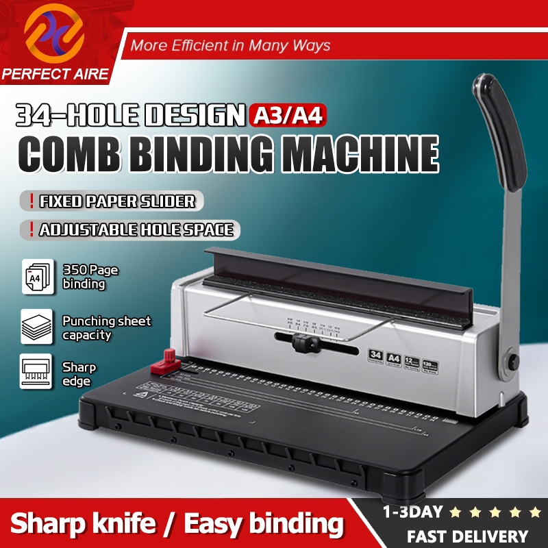 A4 Comb Binding Machine 34-Hole Plastic Comb Binding Machine Heavy Duty ...