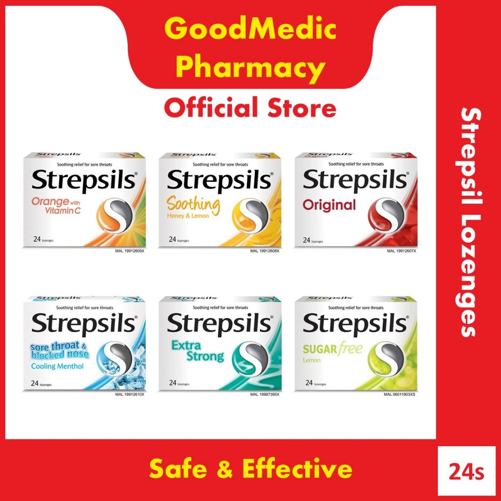 Strepsils Sore Throat Relief Flavored Lozenges (24s) [Orange/Honey ...