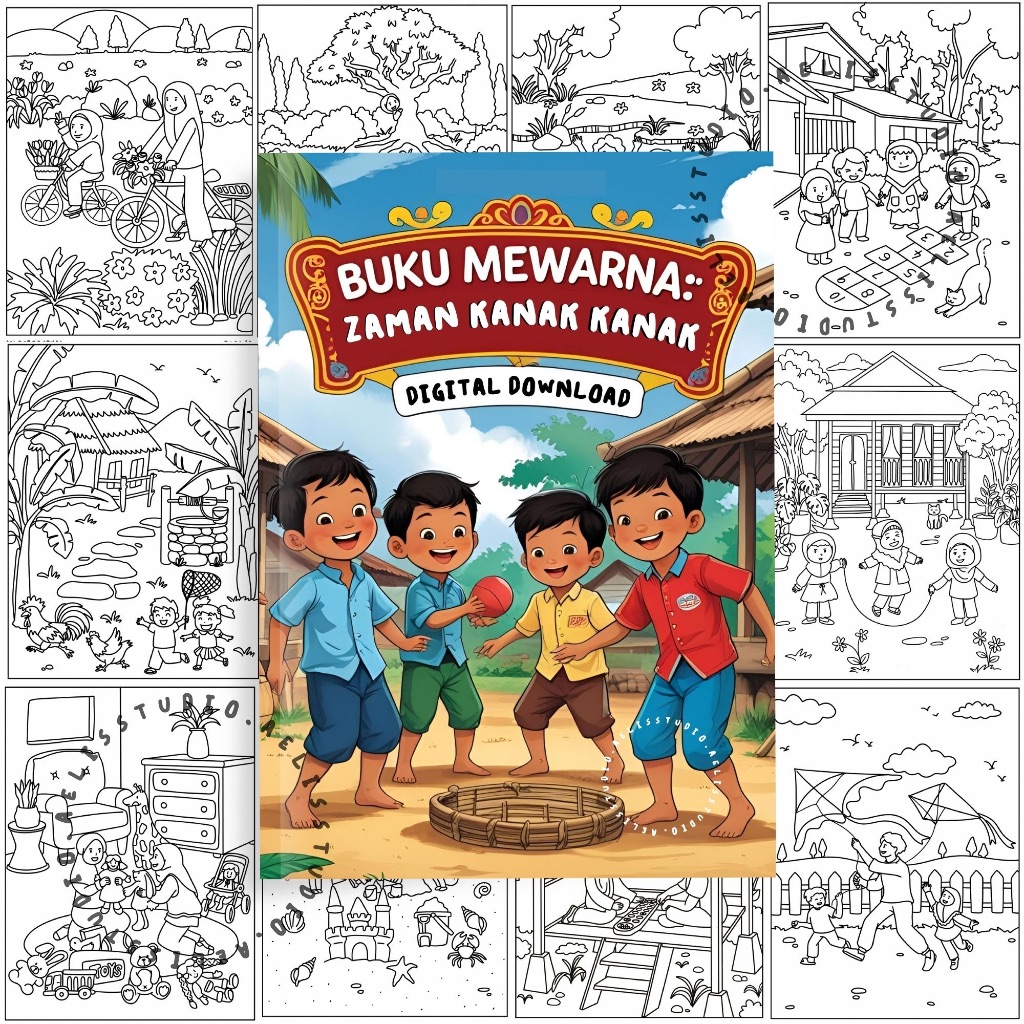 (PDF) BUKU MEWARNA SIRI ZAMAN KANAK-KANAK | COLORING PAGES | Shopee ...