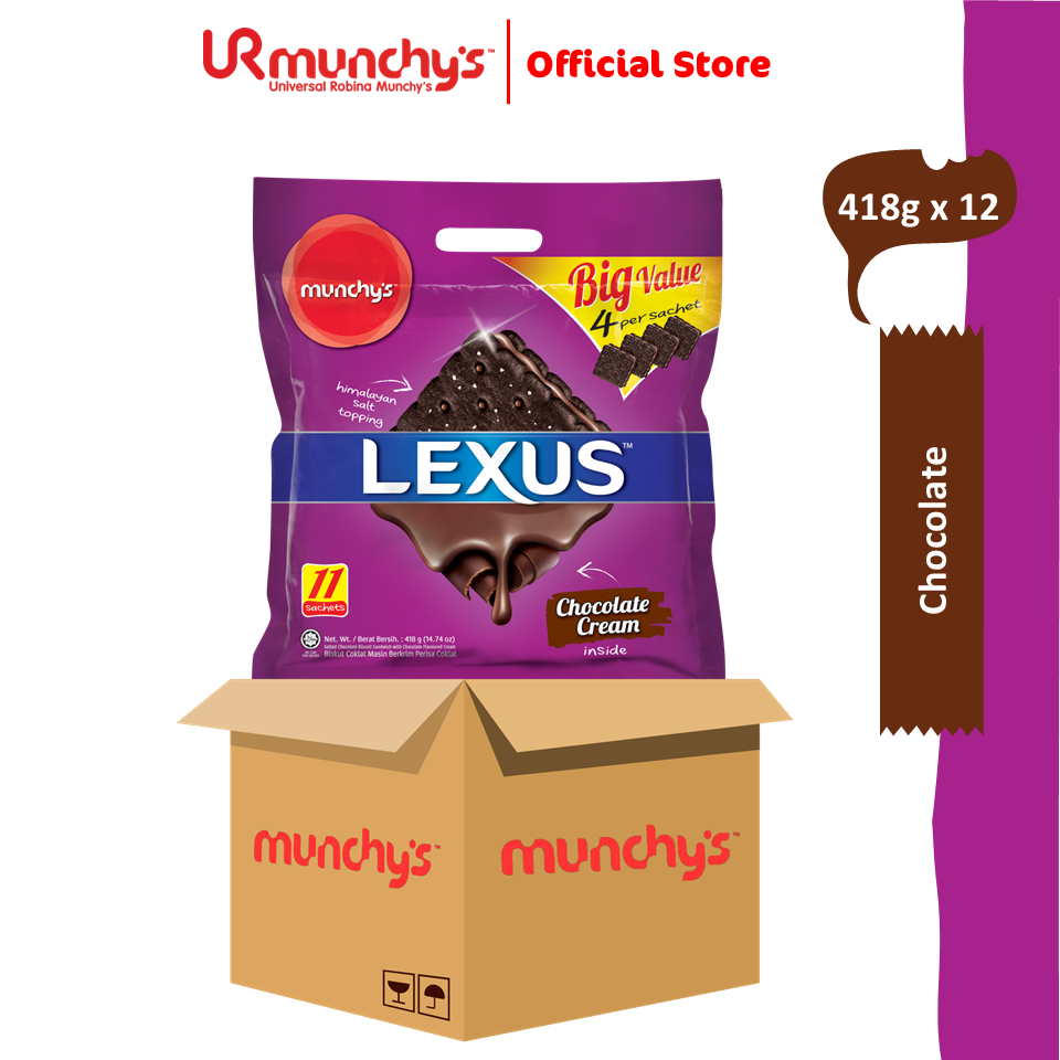 [Carton Deal] Munchy's LEXUS Sandwich Biscuit - Salted Chocolate (418g ...