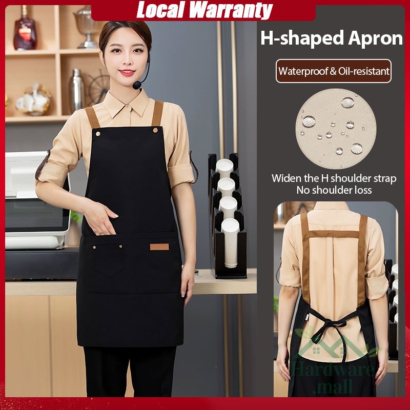 Apron Kitchen Apron Hang Neck Apron Water Proof Cotton Milk Tea Coffee ...