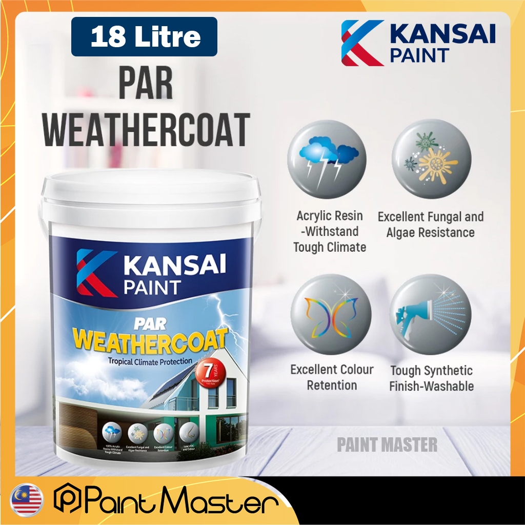 Kansai Par WeatherCoat Exterior White Paint 18 Litre (Ready Stock) Cat ...