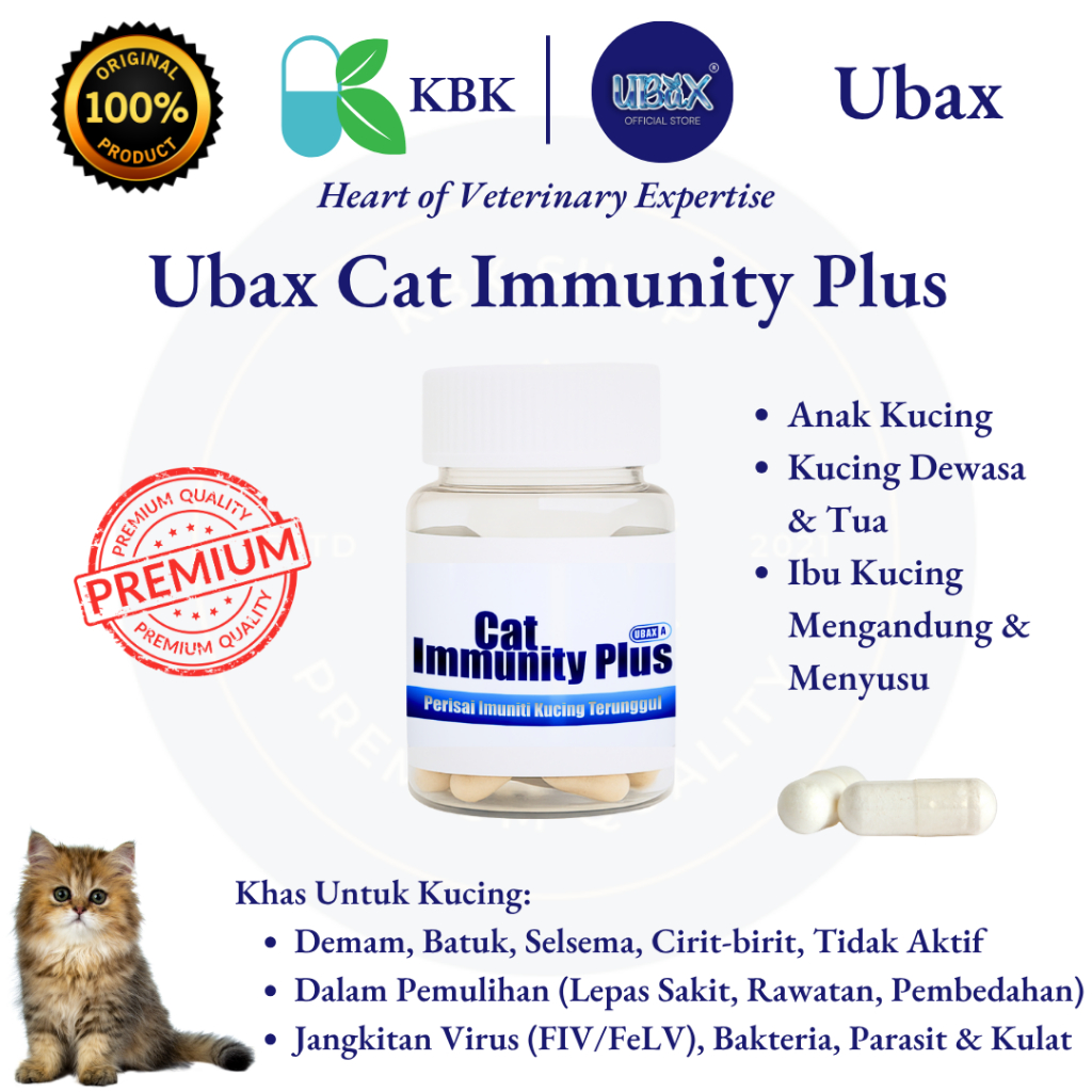 Ubax Cat Immunity Plus Booster Gemuk Kucing Cat Immune Booster ...