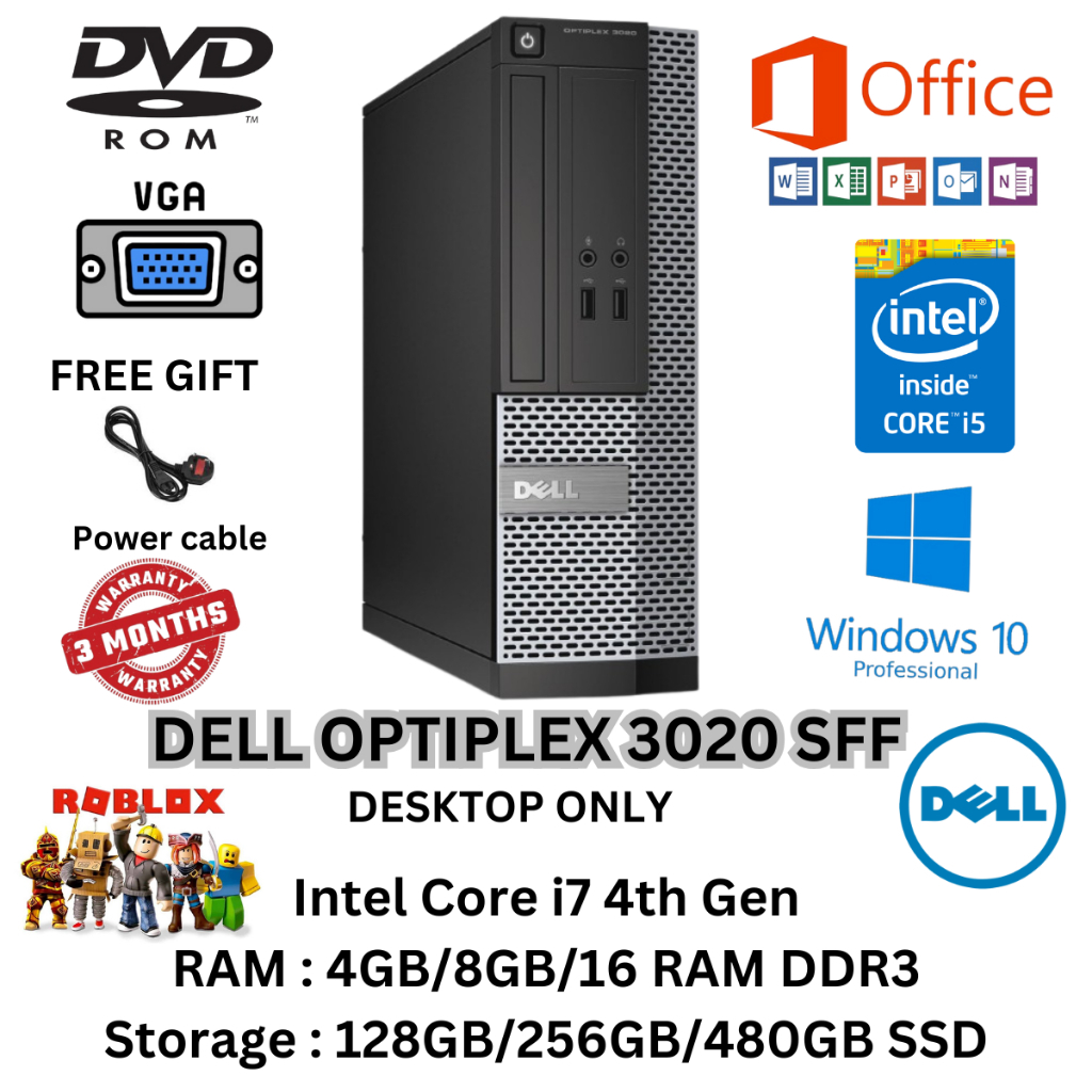 Dell OptiPlex 3020 SFF - Intel Core i3/i5/i7 4th Gen - 16GB RAM - 256GB ...