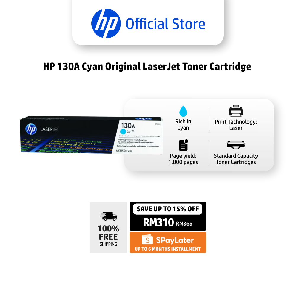 HP 130A Cyan Original LaserJet Toner Cartridge | Laser | 1,000 pages ...