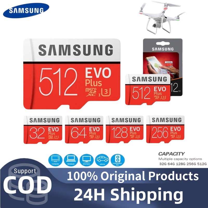 Samsung SD Card 512GB Micro256G 128GB Class10 U3 SDXC-Class EVO+ Micro ...