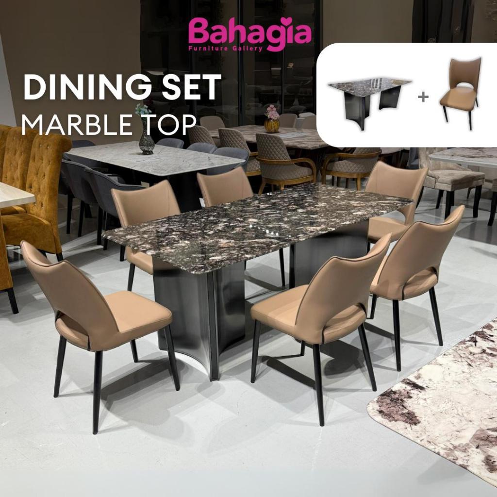 Free Installation Bahagia Luxea Black Marble Dining Set ~ Meja Makan ...