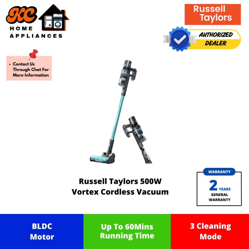 Russell Taylors Vortex Cordless Vacuum Cleaner | 500W | BLDC Motor | 3 ...