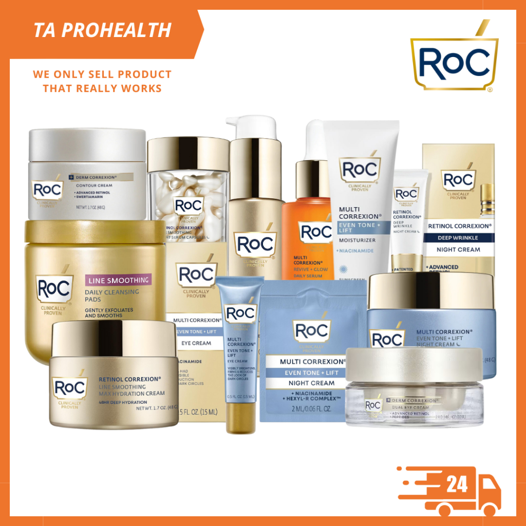 RoC Retinol & Multi Correxion Max Hydration Cream / Vitamin C Serum ...