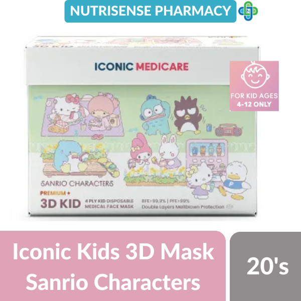 Iconic Premium+ 3D Kid 4PLY Medical Face Mask Sanrio Characters 20's ...