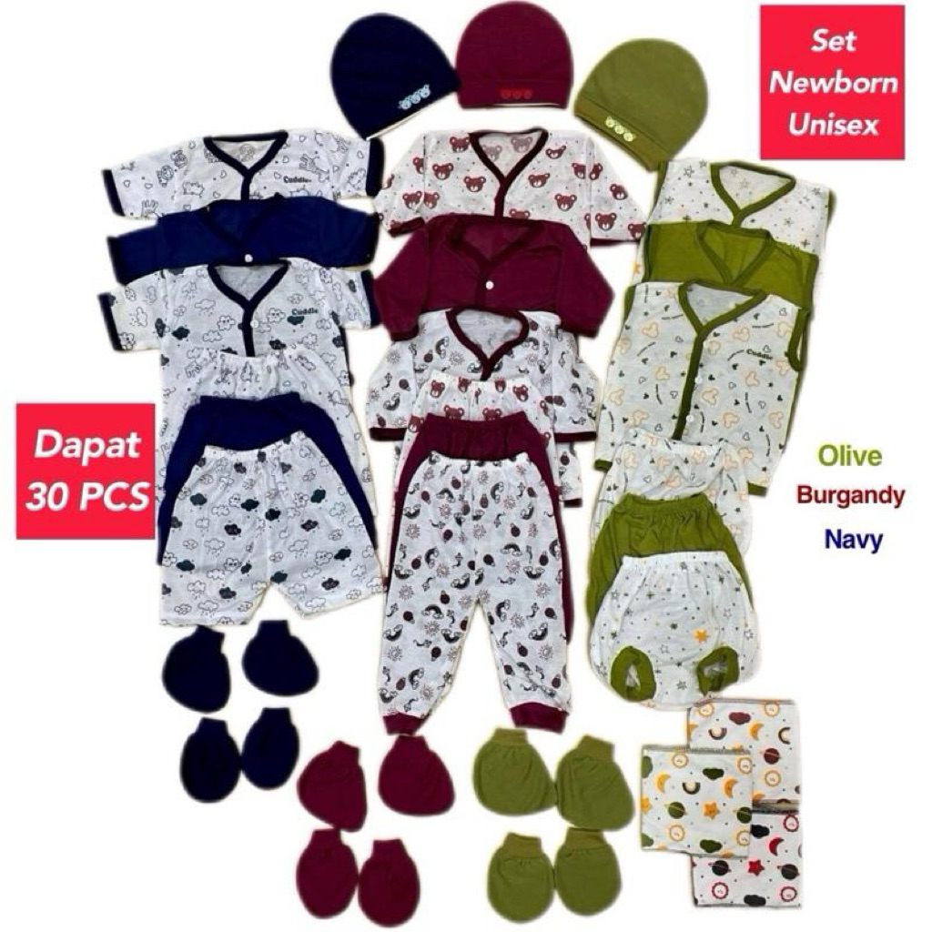 Baju NEWBORN Baby SET 30 PCS Lengkap– Baby Gift Set | Baju, Topi ...