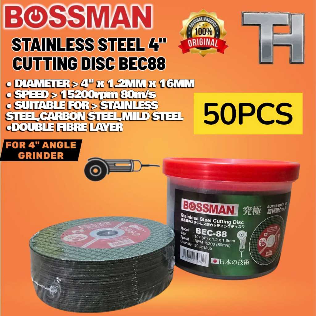 ~ BOSSMAN BEC88 SUPER-EASYCUT 4" SUPER THIN CUT-OFF WHEELS FOR METAL ...