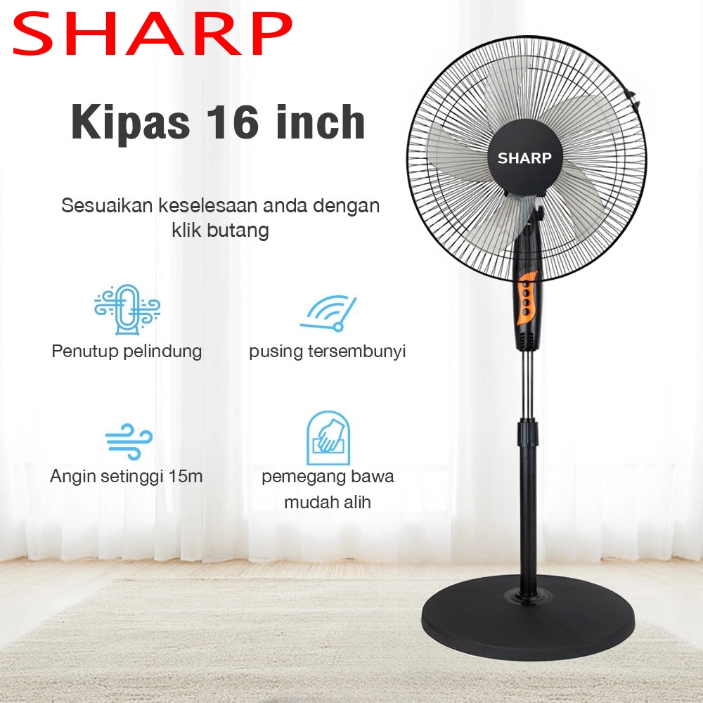 SHARP Stand Fan 16 inch Stand mounted home restaurant mute pure copper ...