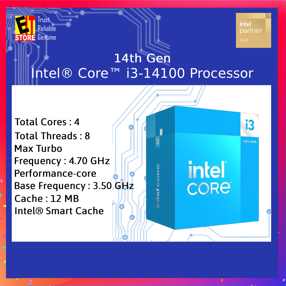 Intel Processor Core I3 14100 4cores 8threads 12m Cache Up To 4 70