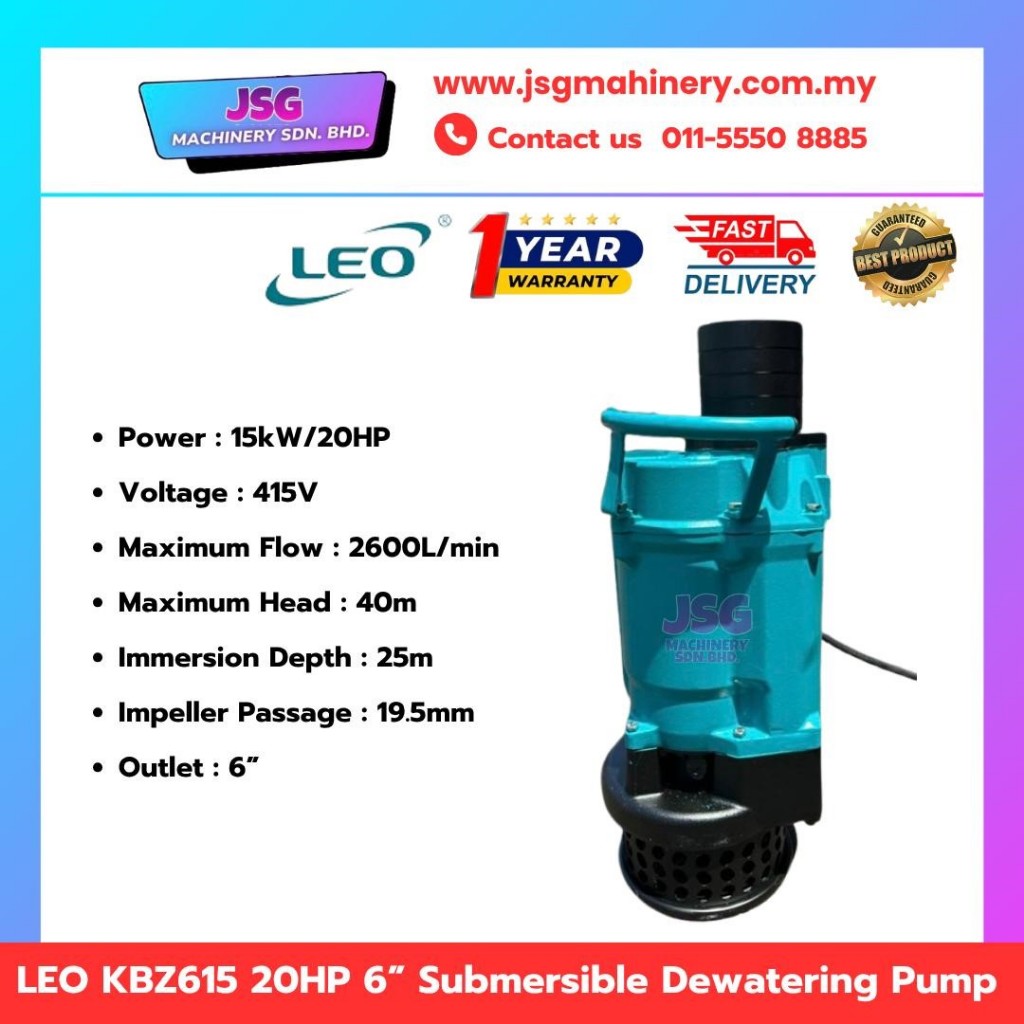 LEO KBZ615 Heavy Duty Submersible Sewage Pump 6 Inch 15kW – High Flow ...