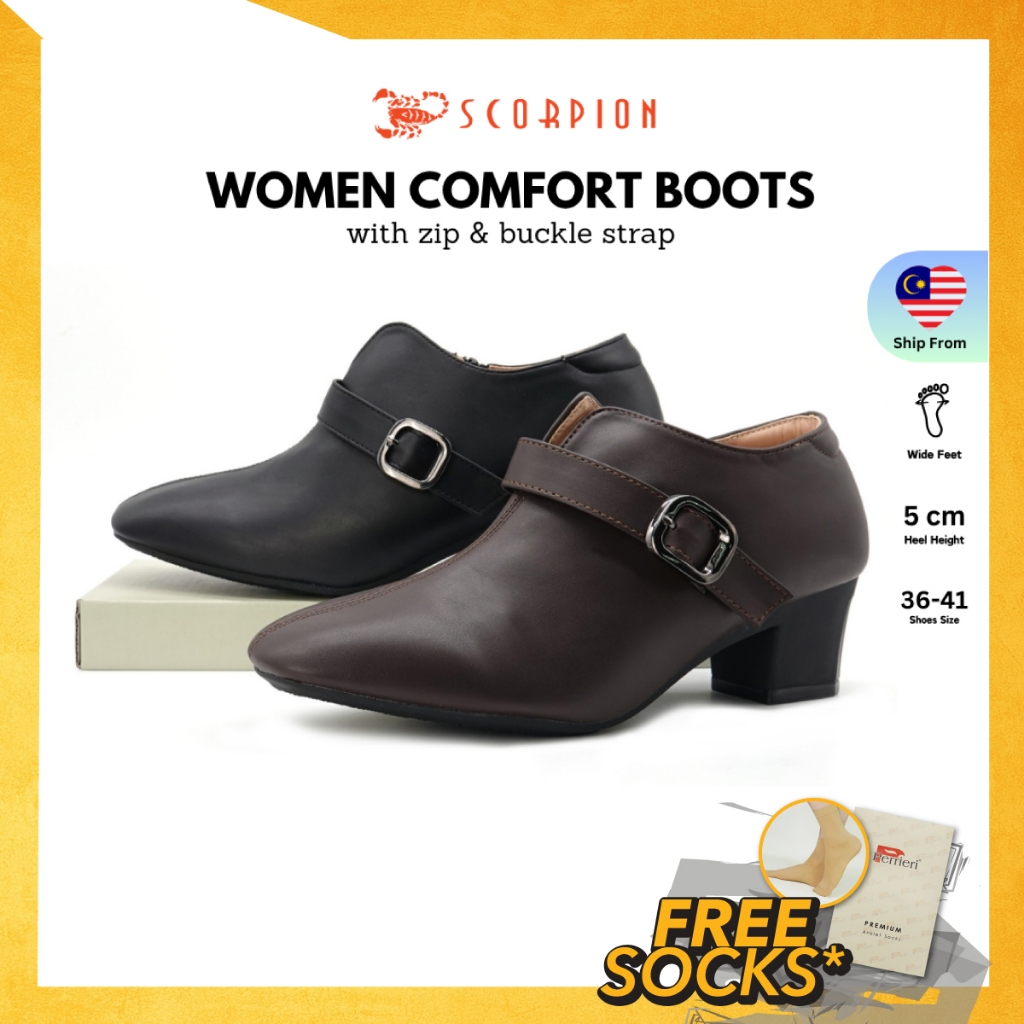 Scorpion Women Comfort Fashion Boots with zip 35011 (Black / Coffee ...