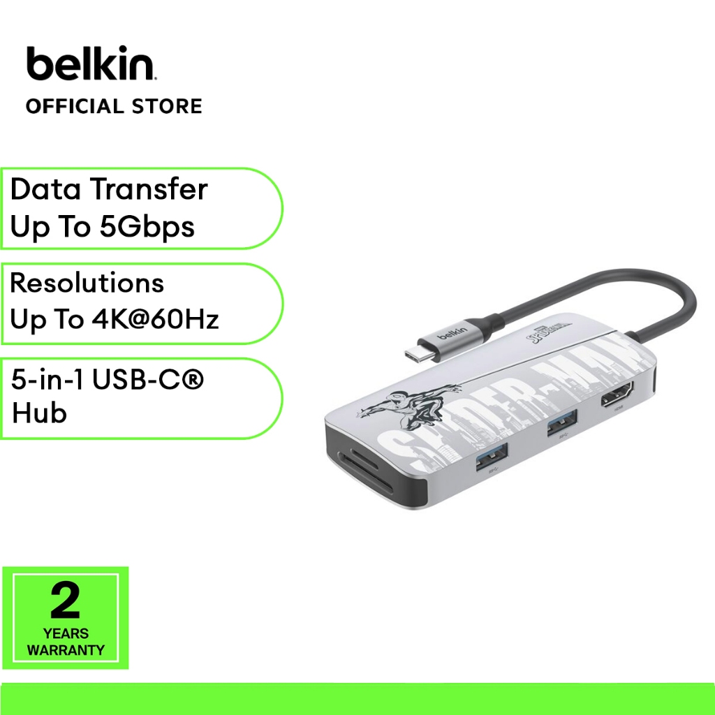 Belkin AVC007QCMVV2-DY Marvel Superman Connect USB-C 5-in-1 Multiport ...