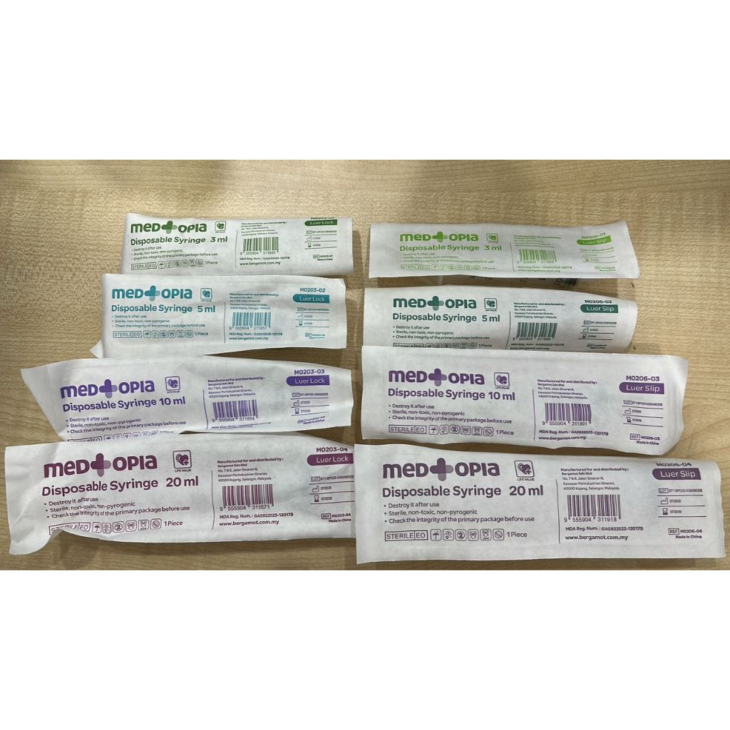 Medtopia Syringe/ Picagari 3ML 3CC 5ML 5CC 10ML 10CC 20ML Luer Slip ...