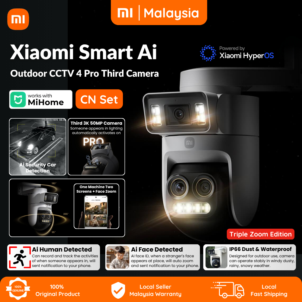 CN Xiaomi Smart Outdoor Triple Camera 4 Pro PTZ 9x Zoom Ai Security ...