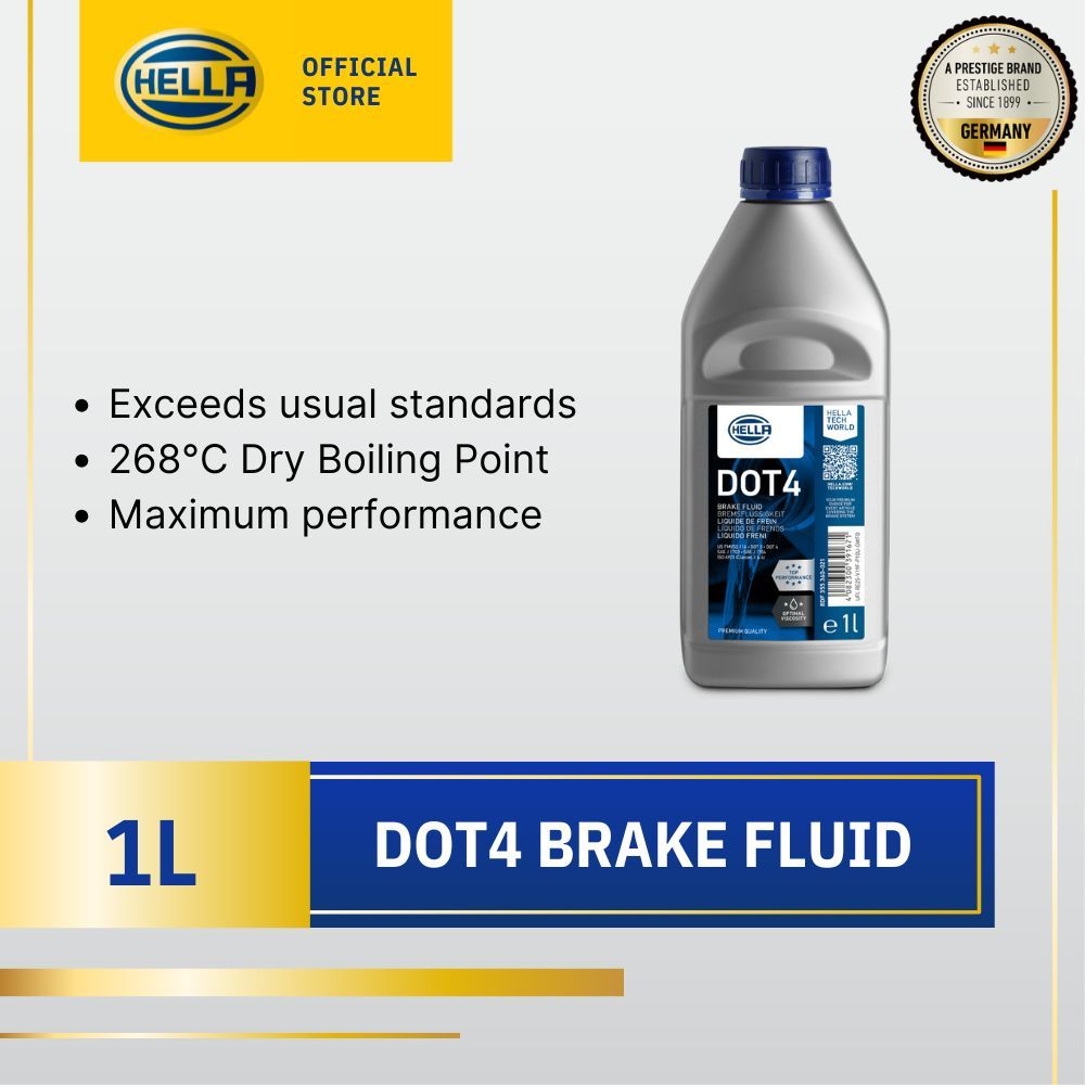 HELLA Brake Fluid DOT4 1 liter - dry boiling point 268 degrees C DOT 4 | Shopee Malaysia